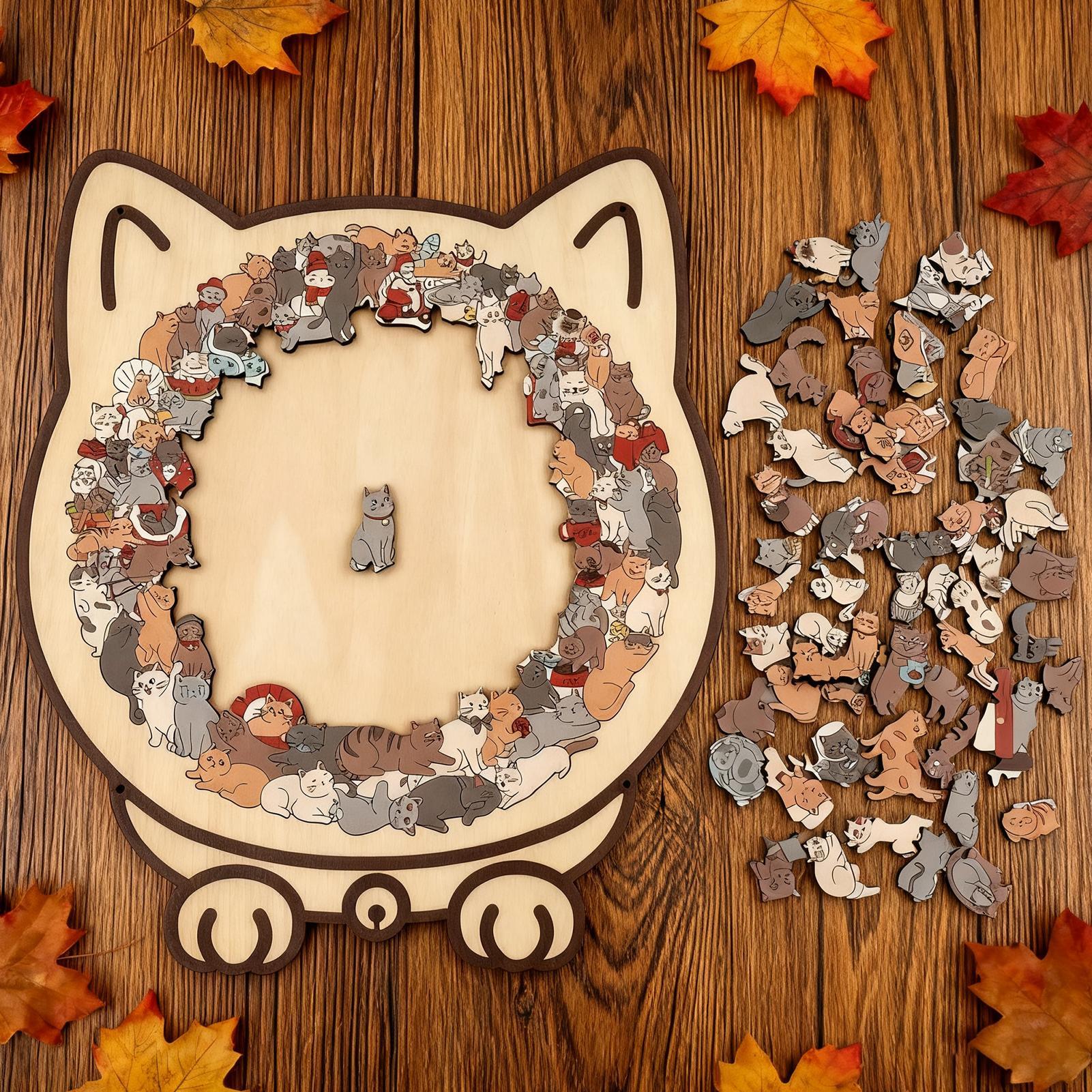 Cat-Shaped Wooden 135pc Jigsaw Puzzle for Creative Entertainment – Talo ...